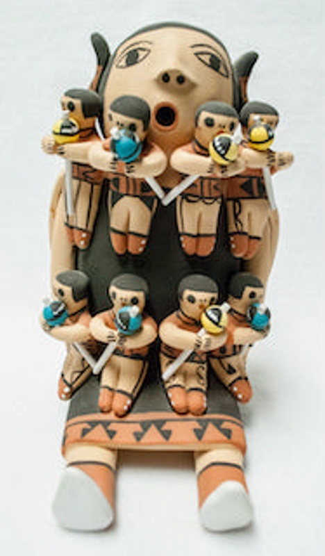 Contemporary Hopi Polychrome Female Pottery Figure; 1980-1989; United ...