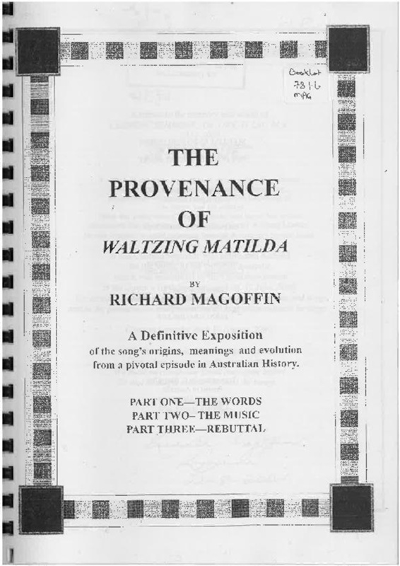 The provenance of Waltzing Matilda: A definitive exposition of the song ...