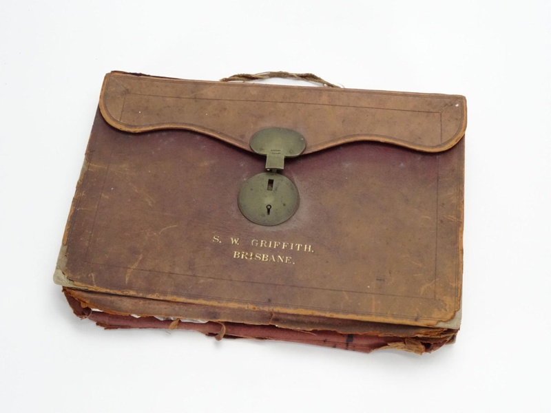 Leather satchel once the property of Sir Samuel Walker Griffith ...