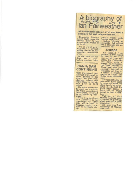 Family file - Fairweather, Ian (1891 - 1974) - Bribie Island; 1974; FF5052 | eHive