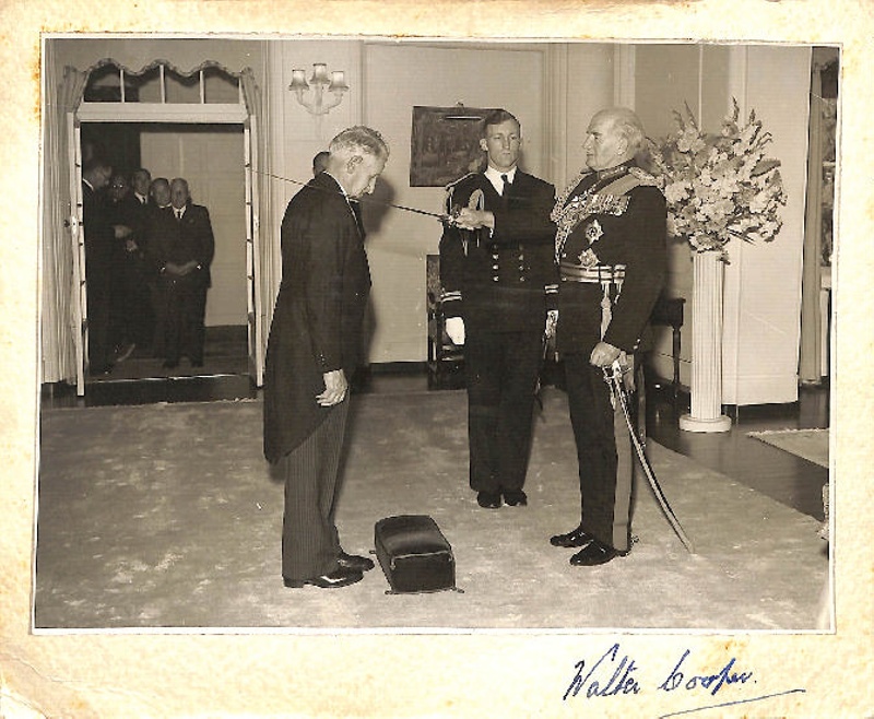 Portraits - Senator the Hon Walter Cooper MBE being knighted by the ...