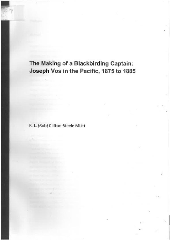 The making of a blackbirding captain: Joseph Vos in the Pacific, 1875 ...