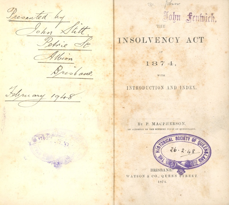 The Insolvency Act 1874 with introduction and index ; Macpherson, Peter ...