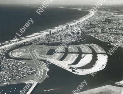 Aerial view of Canal Subdivision, Nerang River, Gold Coast; c 1973 ...