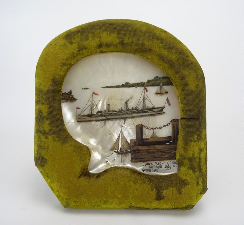 Painted pearl shell depicting the Royal Yacht HMS Ophir; Unknown; 1901 ...