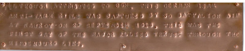 Anti-Tank Rifle Label; Australian Military Forces; c. 1918; 2004.1.4 ...