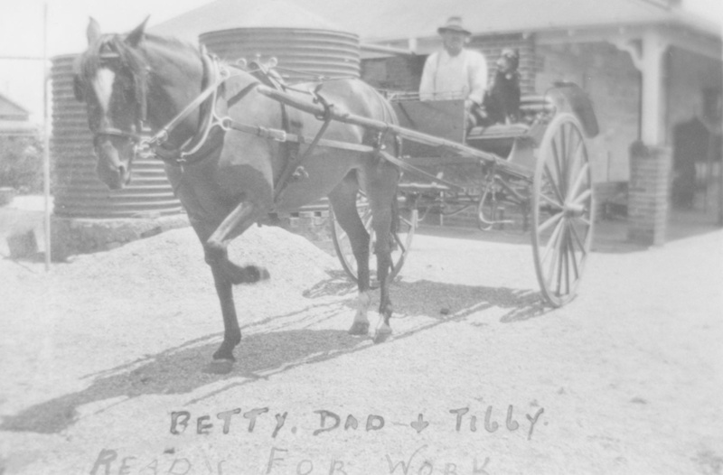 Betty, Dad and Tibby ready for work; 1923 ca; P00571 | eHive