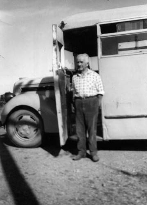 P78 Frank Bishop by the 'fish-cart' on his final day as school bus ...
