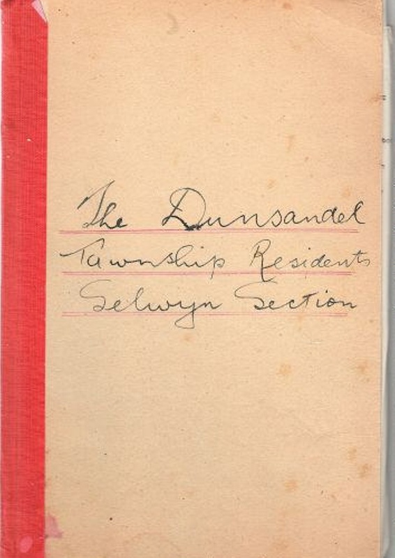 Minute Book, Dunsandel Township Residents - Selwyn Section, 1954-1956 ...
