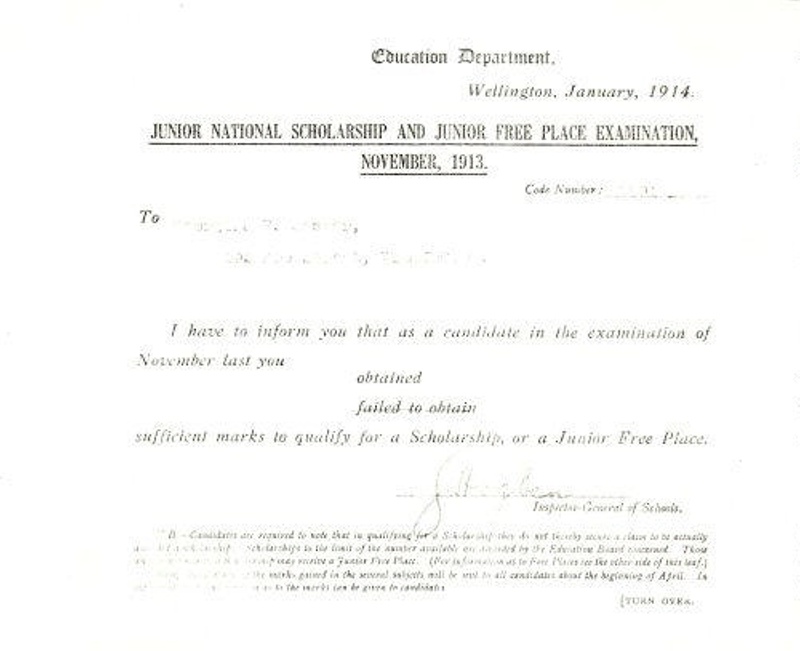 Certificate, New Zealand Education Department Certificate, 1914; 2006 ...