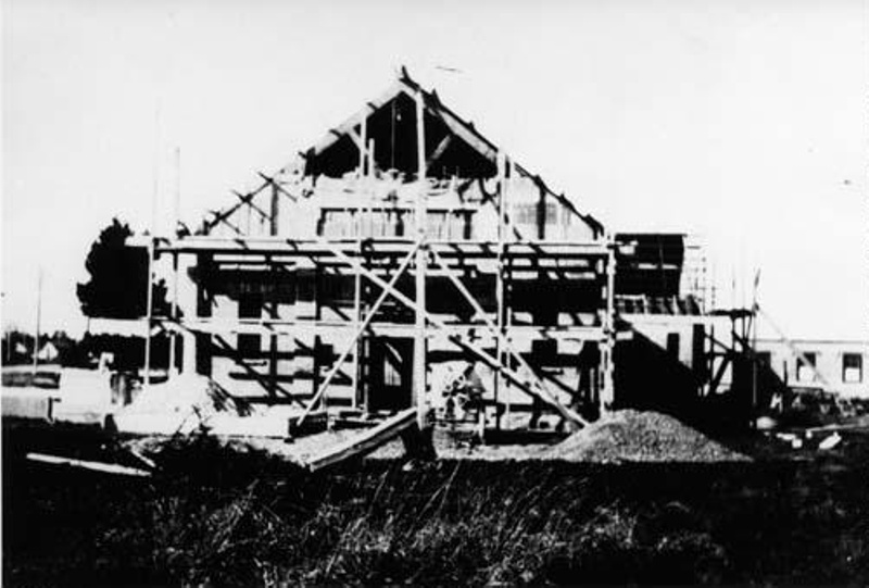 B5 Dunsandel hall under construction in 1920s NgNo318-931; DHS-0691 | eHive