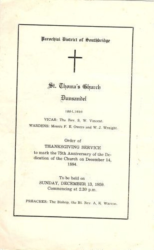 Booklet, St Thomas' Church, Dunsandel Order of Service, 1959; 2006-15 ...