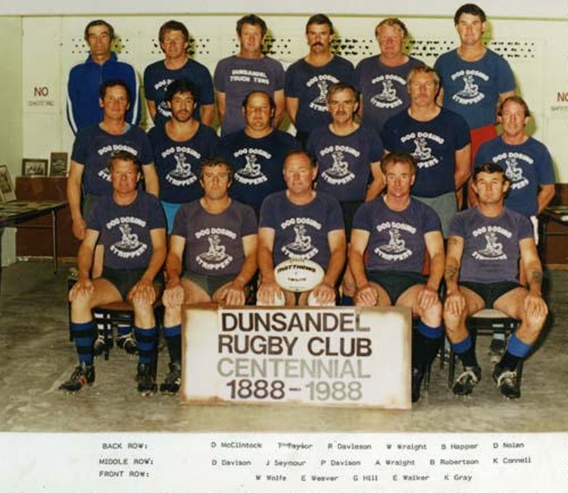 1988 9 April Centennial Dunsandel Rugby Club Golden Oldies named; DHS ...