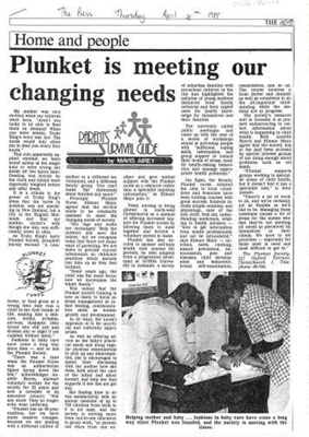 Photocopied Newspaper articles, Plunket New Zealand, 1986-1988; 2006-36 ...
