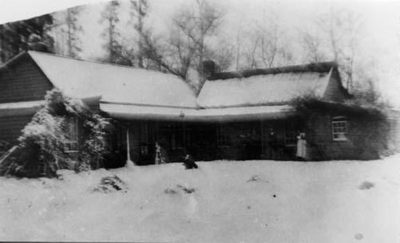 The Bungalow, Original Washbourne homestead uder snow winter 1900 ex ...