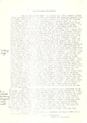 Photocopy, Letter written by David Trapnell, regarding the Brookside ...