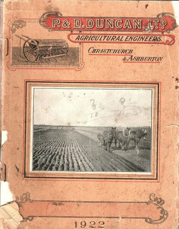 Reference Book, P & D Duncan Ltd, Agricultural Engineers Christchurch ...
