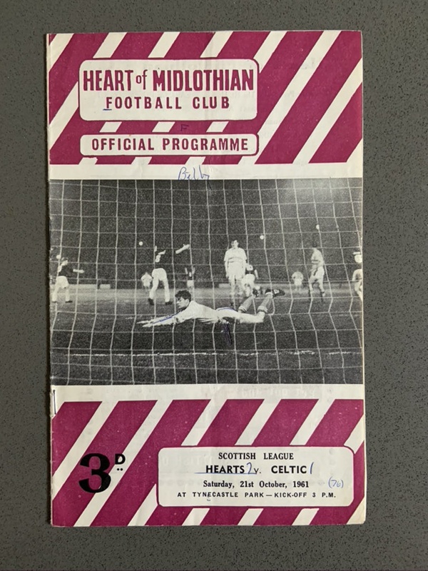 Programme: Hearts v Celtic 1961/2 Scottish League First Division; Heart ...