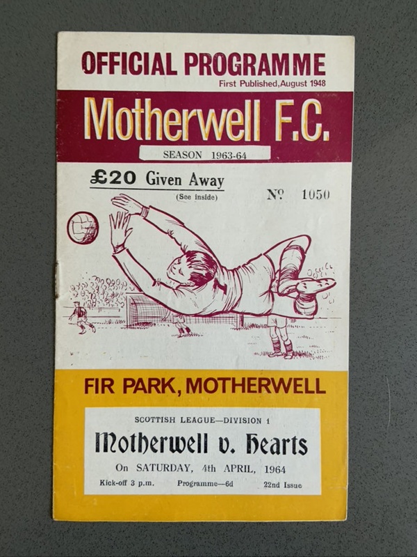 Programme: Motherwell v Hearts 1963/4 Scottish League First Division ... Programme: Motherwell v Hearts 1963/4 Scottish League First Division ...