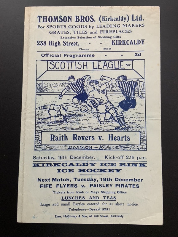 Programme: Raith Rovers v Hearts 1950/51 Scottish League; Raith Rovers ...