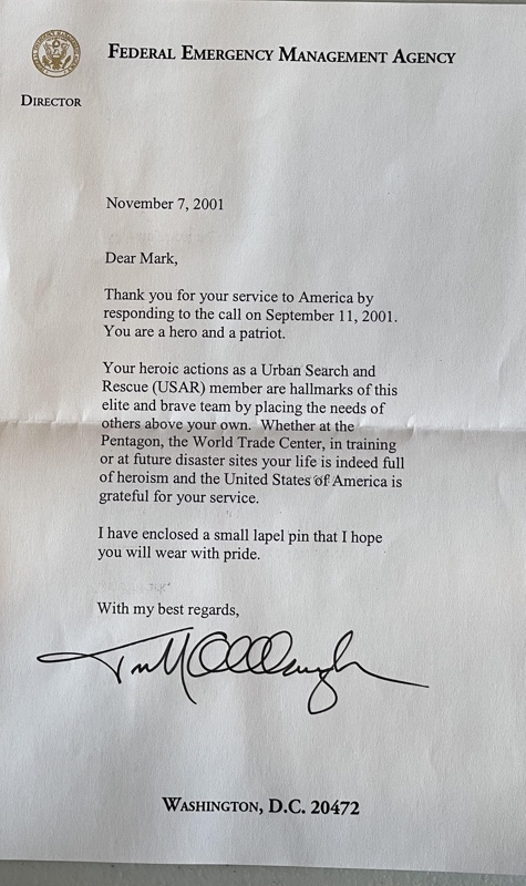 Letter From FEMA Thanking the Director of MATF Mark Foster, for His ...