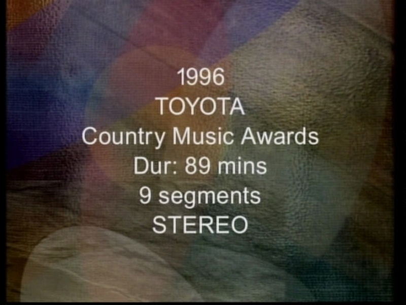 1996 Toyota Country Music Awards of Australia (master) ; 1996; ACMF_AV ...