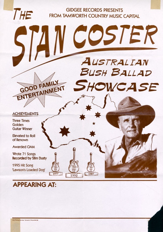 Poster for The Stan Coster Australian Bush Ballad Showcase ; -; POST154 ...