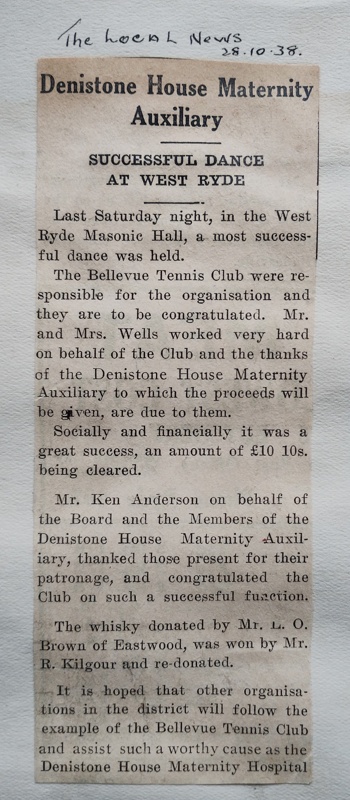 Newspaper clipping - Local News - Denistone House Maternity Auxiliary ...