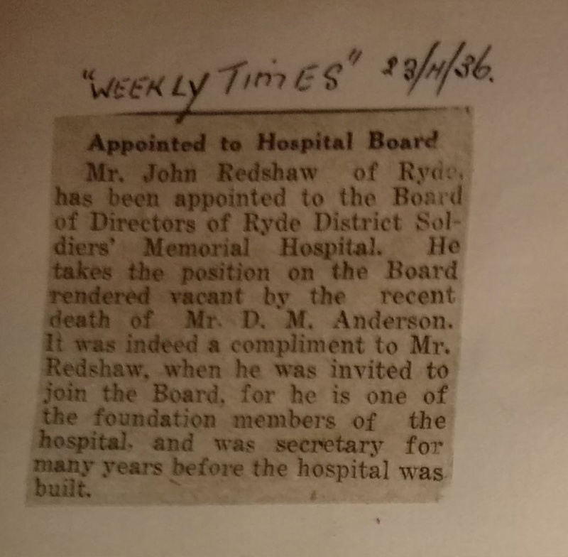 Newspaper clipping - The Weekly Times - Appointed to hospital board ...
