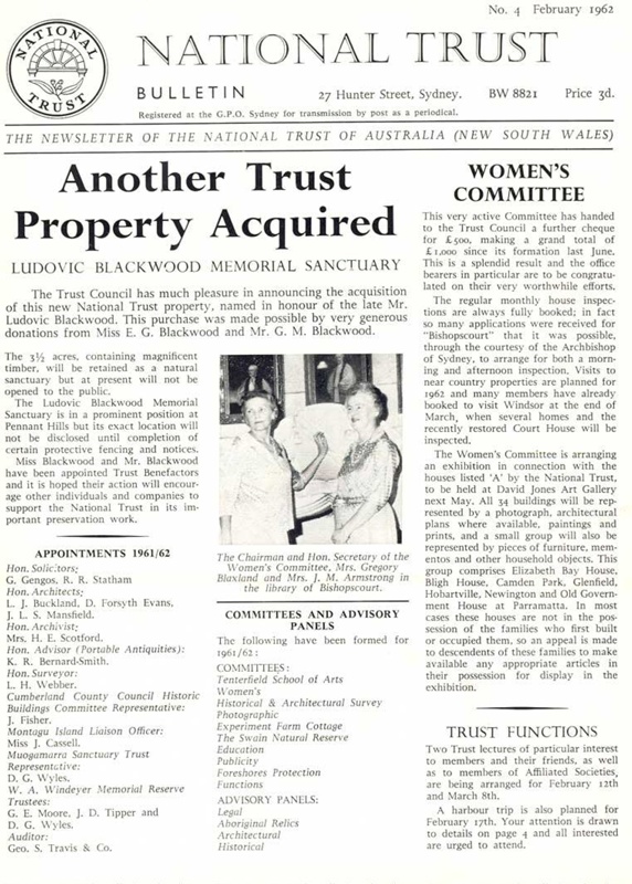 National Trust Bulletin February 1962; National Trust of Australia (NSW ...