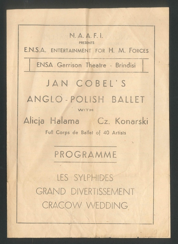 Programme E N S A Garrison Theatre Brindisi Anglo Polish Ballet Programme E N S A Garrison Theatre Brindisi Anglo Polish Ballet