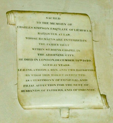 Charles Simpson monument; c1820/21; LCA 0406 | eHive