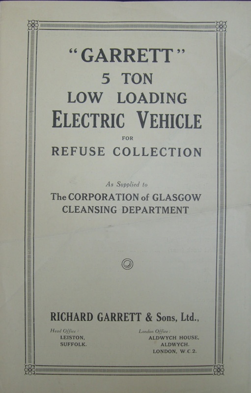 leaflet Garrett 5 TON Electric Refuse Vehicle; Richard Garrett & Sons ...