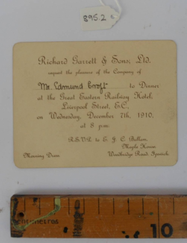 Garrett dinner invitation card; 1910; LESLS895.2 | eHive