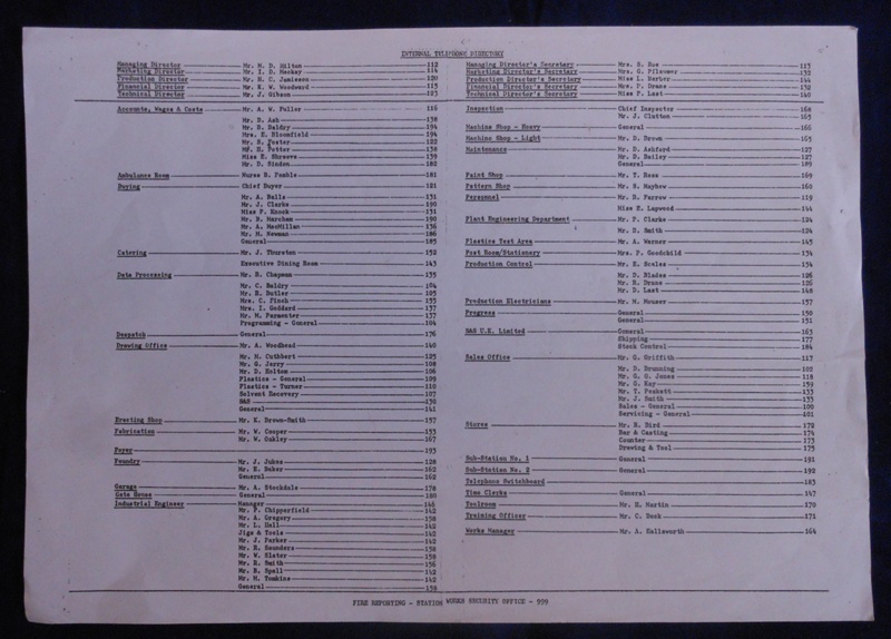 Garretts Internal Telephone Directory; Richard Garrett Engineering Ltd ...
