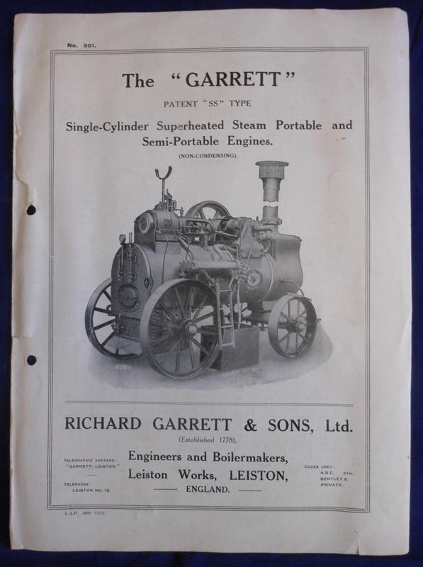 Brochure No. 501 The Garrett Patent SS Type Single-Cylinder Superheated ...