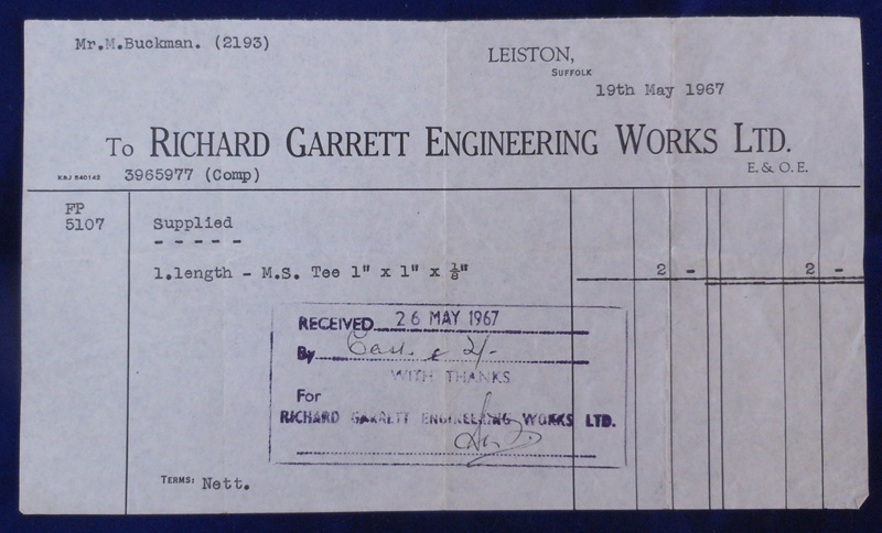RGEW Receipt; Richard Garrett Engineering Works; LESLS596.3 | eHive