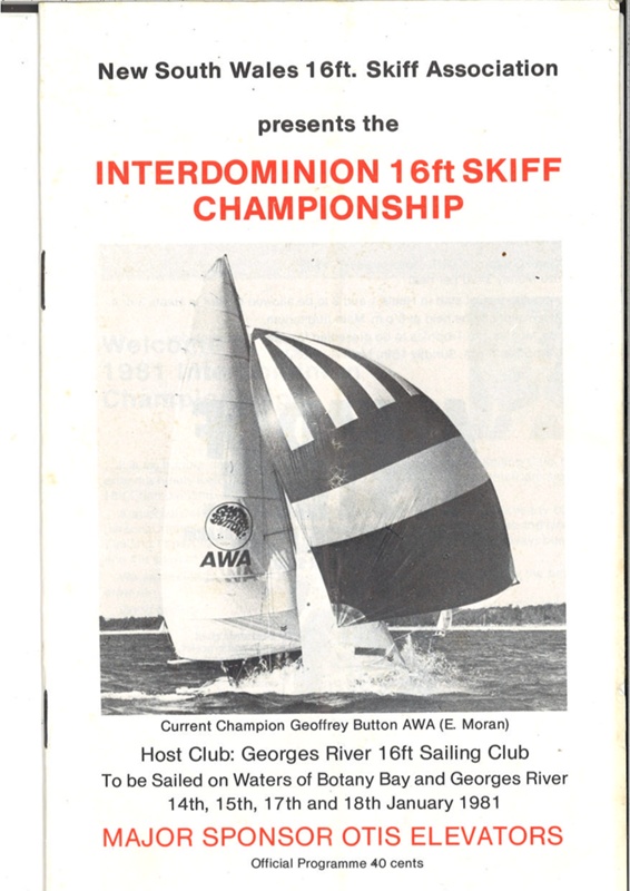 1981 Interdominion 16ft Skiff Championship Programme Host Club Georges ...