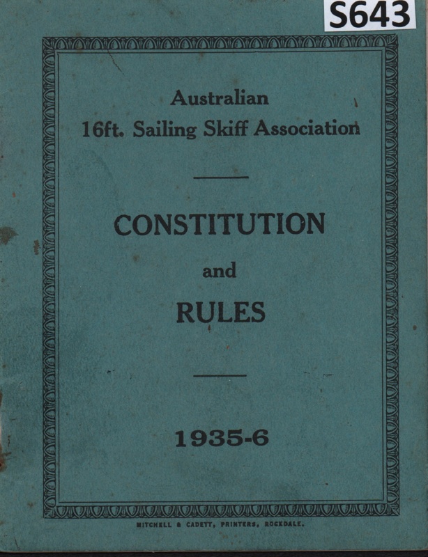 Australian 16ft Sailing Skiff Association Constitution and Rules 1935 ...