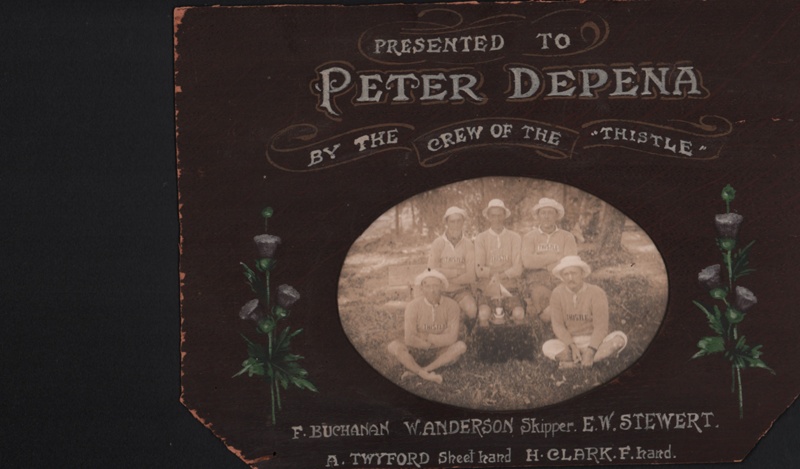 Presented to Peter Depena by the crew of Thistle; S38 | eHive