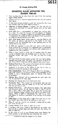 St George Sailing Club Domestic Rules 1964 - 65 Season; S612 | eHive