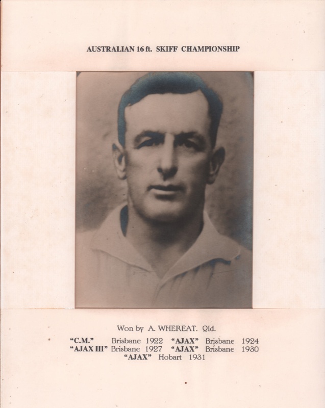 A. Whereat Australian 16ft Skiff Champion "C.M." Brisbane 1922, "Ájax ...