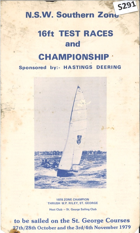 NSW 16ft Southern Zone Test Races and Championship 1979 programme; S291 ...