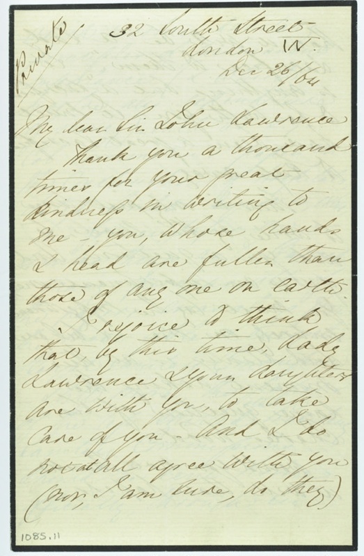 Letter from Florence Nightingale to Sir John Lawrence, 26 December 1864 ...