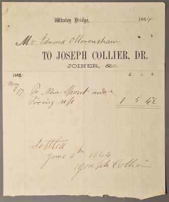 Bill from Joseph Collier; Joseph Collier; 1864; 1073.115 | eHive