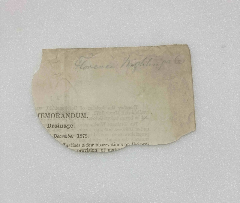 Scrap of paper from a book with Florence Nightingale's signature ...