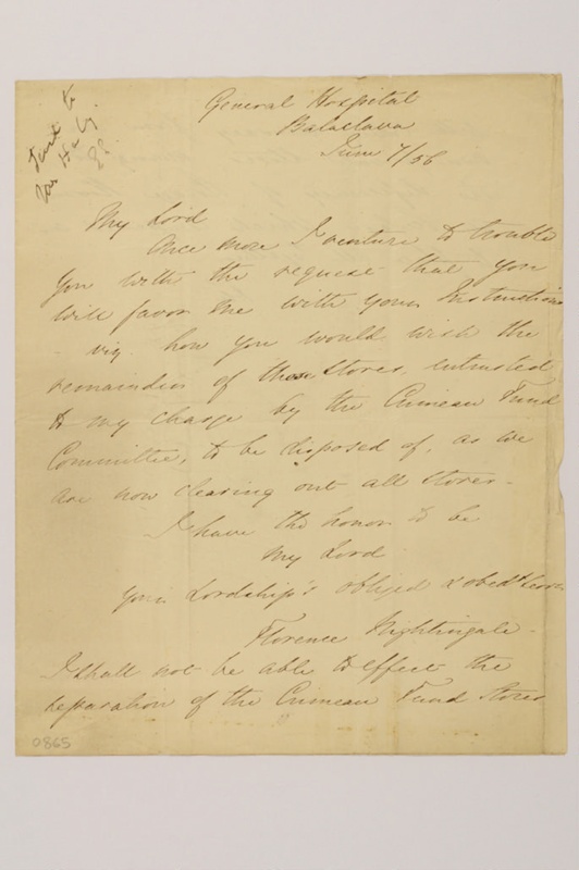Letter from Florence Nightingale to Sidney Herbert, 7 June 1856 ...