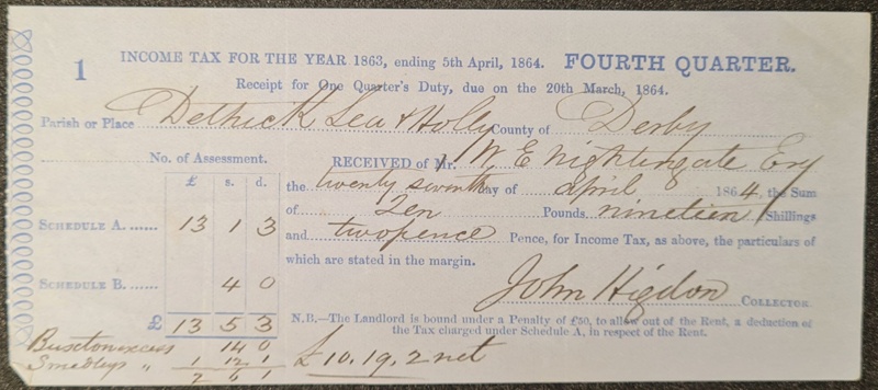 Income tax receipt; 27/04/1864; 1073.14 | eHive