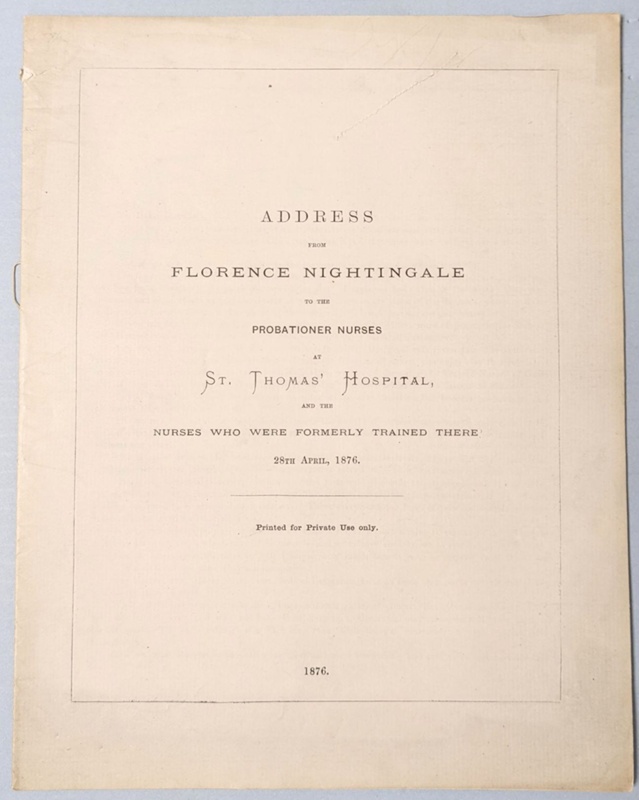 Address from Florence Nightingale to the Probationer-Nurses at St ...