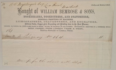 Bill from William Bemrose & Sons; William Bemrose & Sons; 20/06/1861 ...